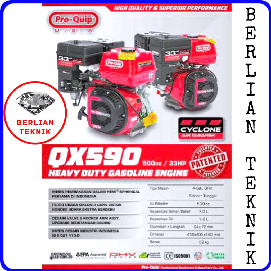 Jual Mesin Penggerak Bensin Engine Gasoline Proquip QX 590 / 33 HP ...