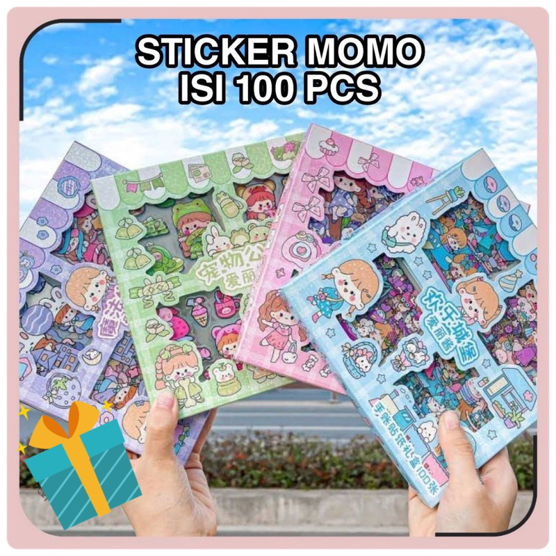 Jual Stiker Viral 2D 100 Lembar Sticker Momo Kartun Korea Lucu Anti Air ...