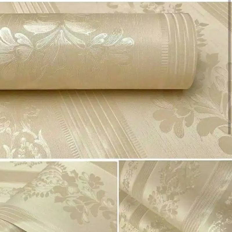 Jual WALLPAPER DINDING Premium Korean Style Timbul ukuran 45 cm x 10 M Motif EMBOS GOLD BUNGA ...