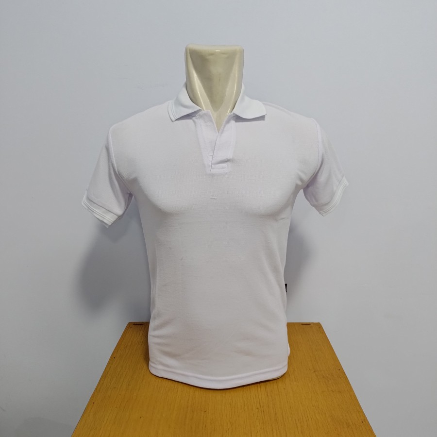 Jual Kaos kerah polo shirt kerah lakos polos lengan pendek putih ...