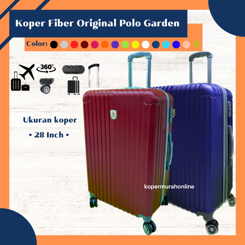 Jual Koper fiber polos Polo Garden resleting 28 inch tas travel bagasi ...