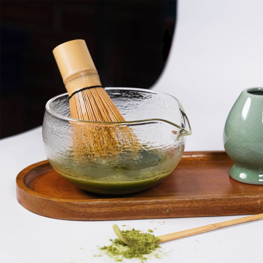 Jual Matcha Bowl High Quality Textured Glass Chawan With Pouring Spout ...