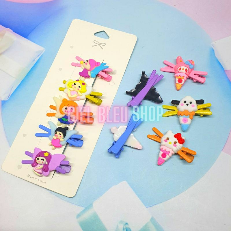 Jual [ SET 5 PCS ] JEPIT SILANG KARTUN NEW PREMIUM / HAIRCLIP KARAKTER ...