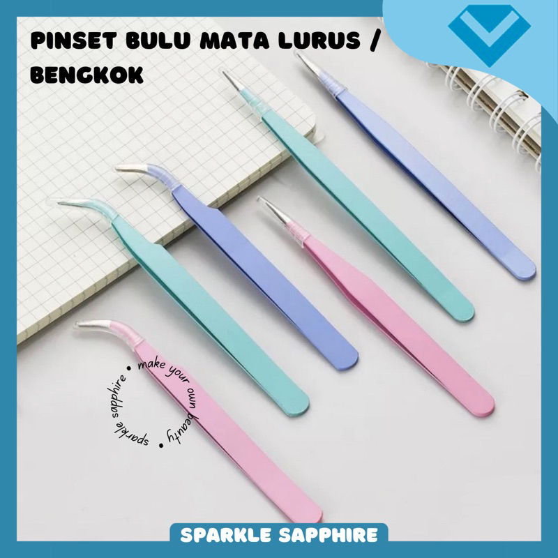Jual PASTEL PINSET BULU MATA Eyelash Tweezer Pinset Bengkok Pinset ...