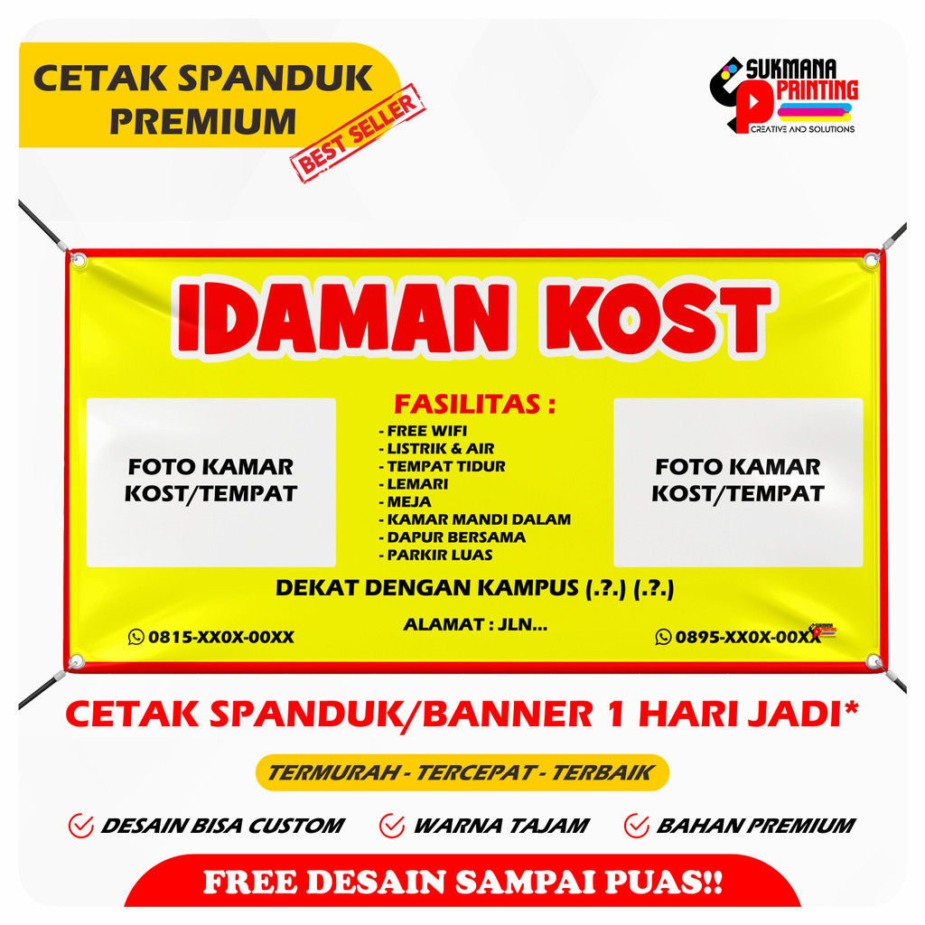 Jual CETAK SPANDUK BANNER KOST AN SPANDUK TERIMA KOST KOSAN | Shopee ...