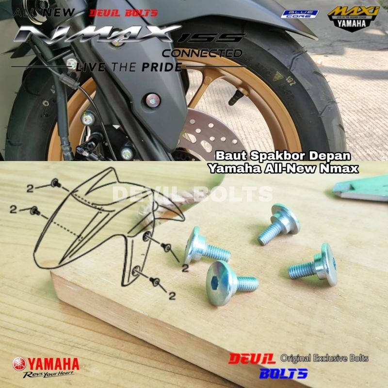 Jual Baut Full Set Spakbor Depan Yamaha Nmax Aerox Lexi Xmax | Shopee ...