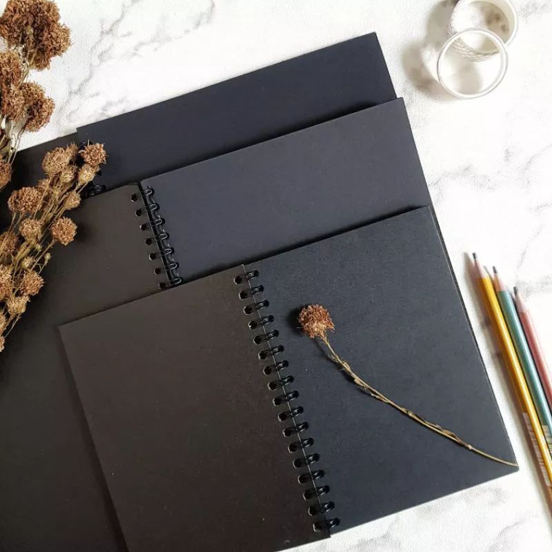 Jual NOTEBOOK HITAM POLOS/BUKU HITAM SCRAP BOOK BLACK PAPER PLAIN ...