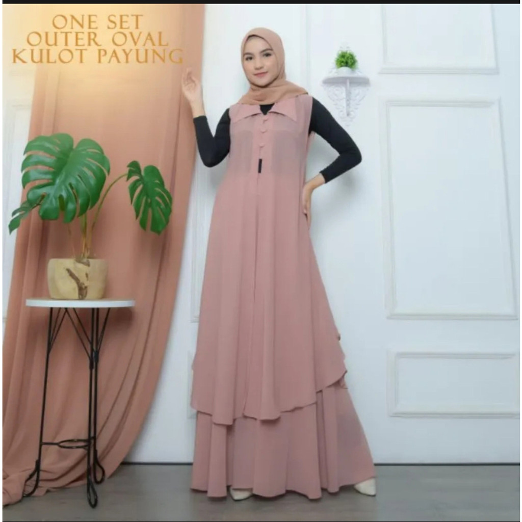 Jual SETCEL setelan celna kulot payung | baju one set wanita terbaru | setelan outer kekinian ...