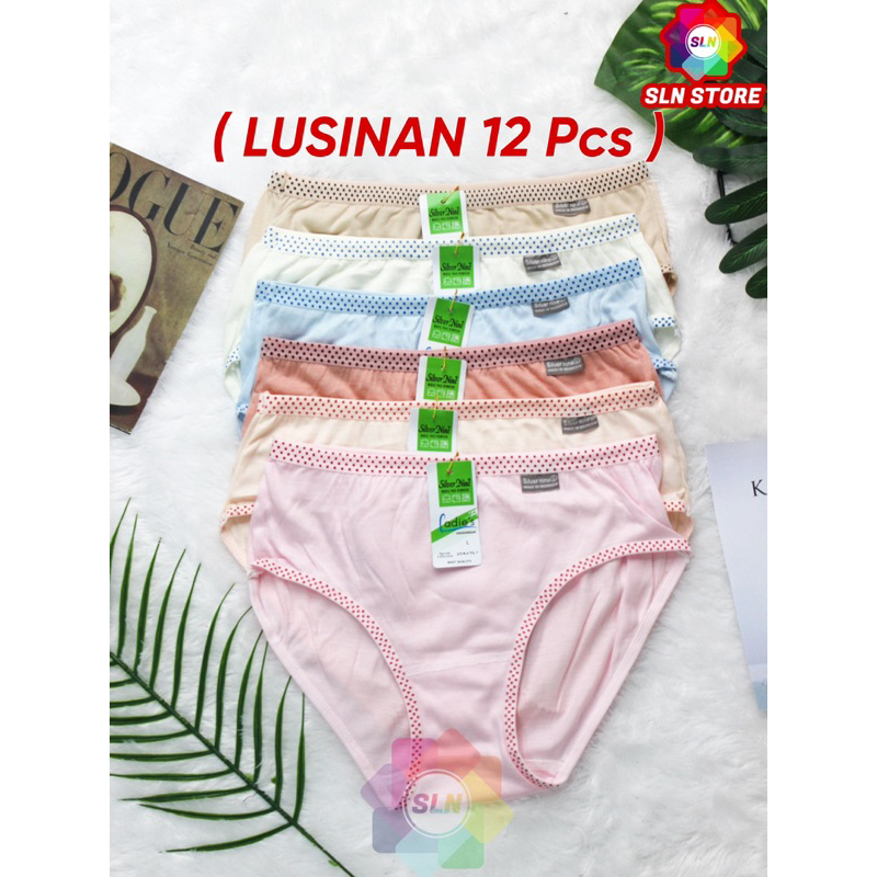 Jual ( 12 Pcs ) CELANA DALAM WANITA SILVER NINE KARET BINTIK CD PEREMPUAN GROSIR LUSINAN MURAH ...