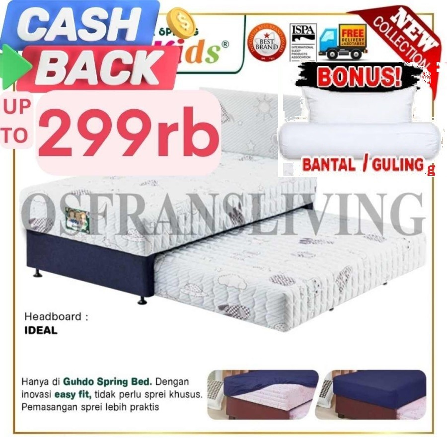 Jual Guhdo Springbed Anak 2 in 1 LATEX Happy Kids - Fullset Ideal - 2in1 Spring bed Set 90x200 ...