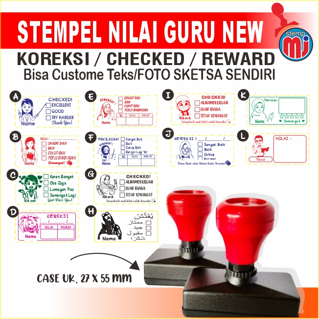 Jual Stempel Nilai Guru New / Penilaian / Koreksi / Checked / Reward ...