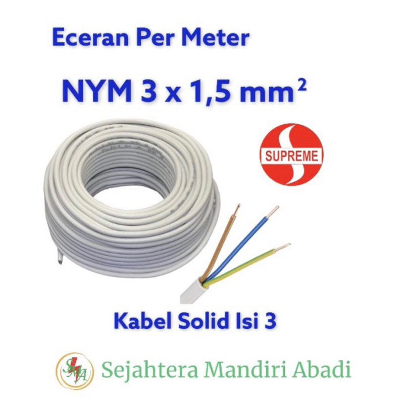 Jual Kabel NYM 3x1,5 Supreme Per Meter Eceran Kawat Solid Isi 3 Putih | Shopee Indonesia