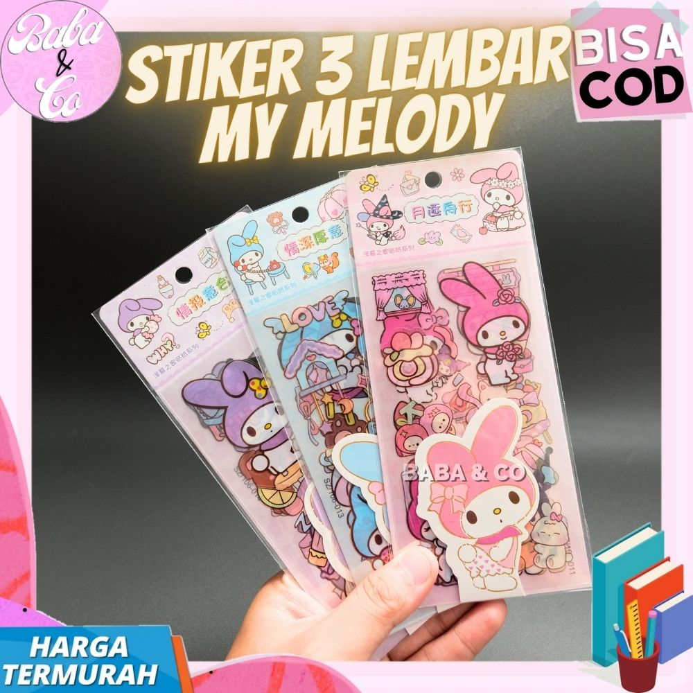 Jual Stiker Sanrio 3 Lembar My Melody Stiker My Melody 1 Set 3pcs Unik