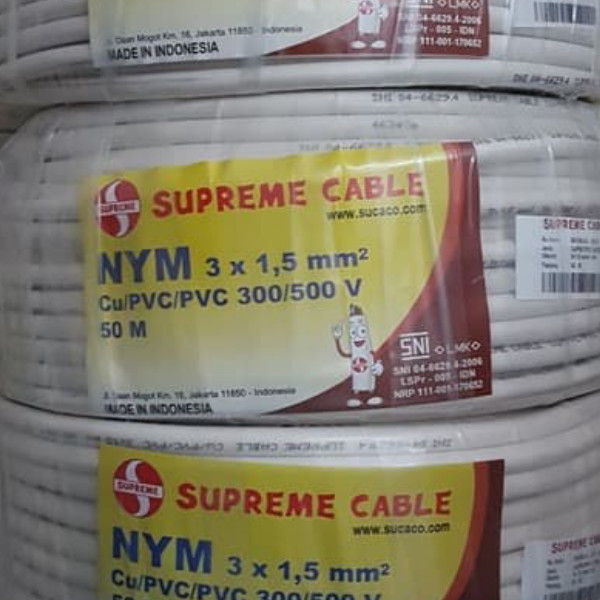 Jual kabel nym 3x1.5 50m supreme engkel kawat tembaga instalasi listrik | Shopee Indonesia