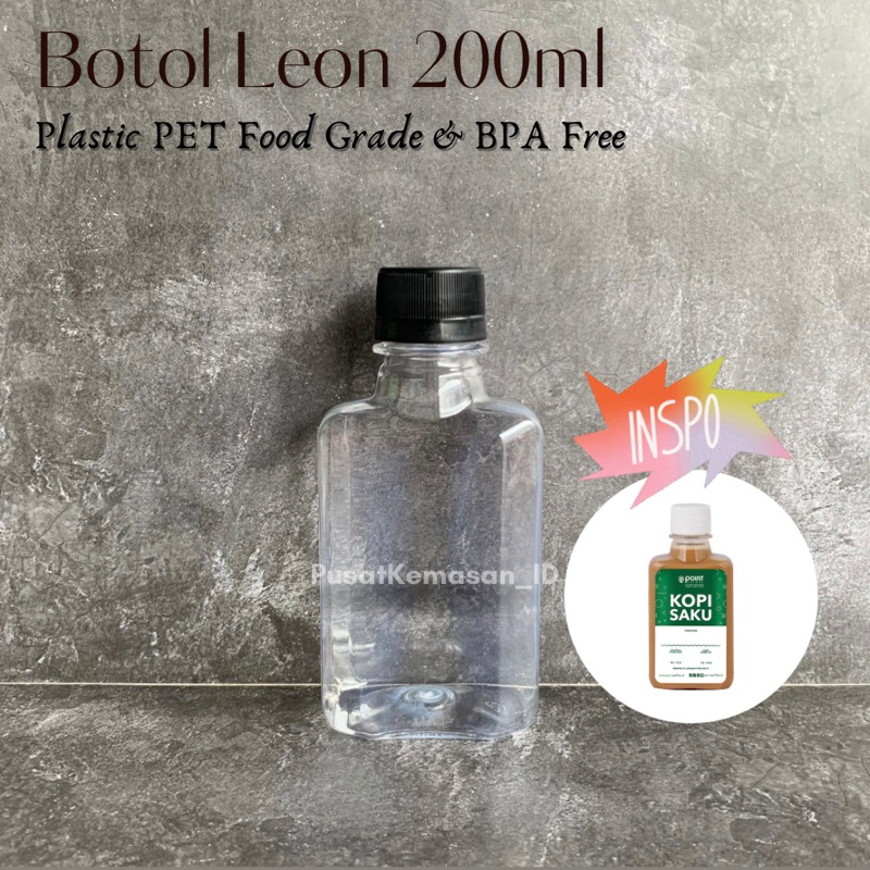 Jual BOTOL LEON 200ML KOPI SUSU AREN JUS JAMU PLASTIK TEBAL FOODGRADE ...