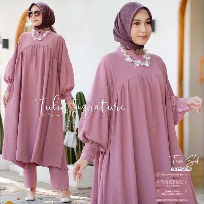Jual (SET JUMBO) TIVA SET LONG TUNIK CRINKLE AIRFLOW LD 120 // ONE SET TIVA // SETCEL TIVA ...