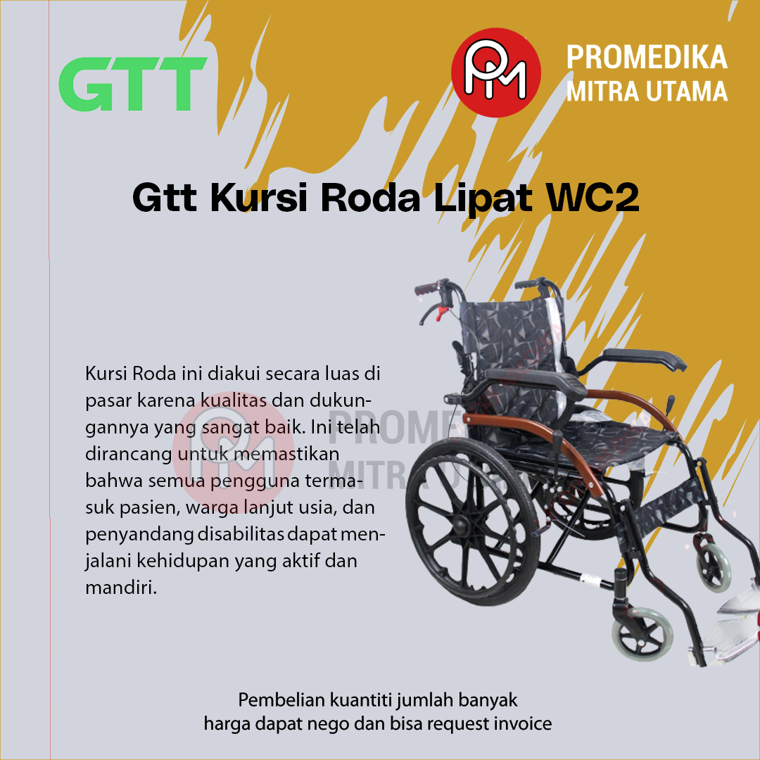 Jual Gtt Kursi Roda Lipat WC2 merk luna mantap dengan rem enak dipakai | Shopee Indonesia