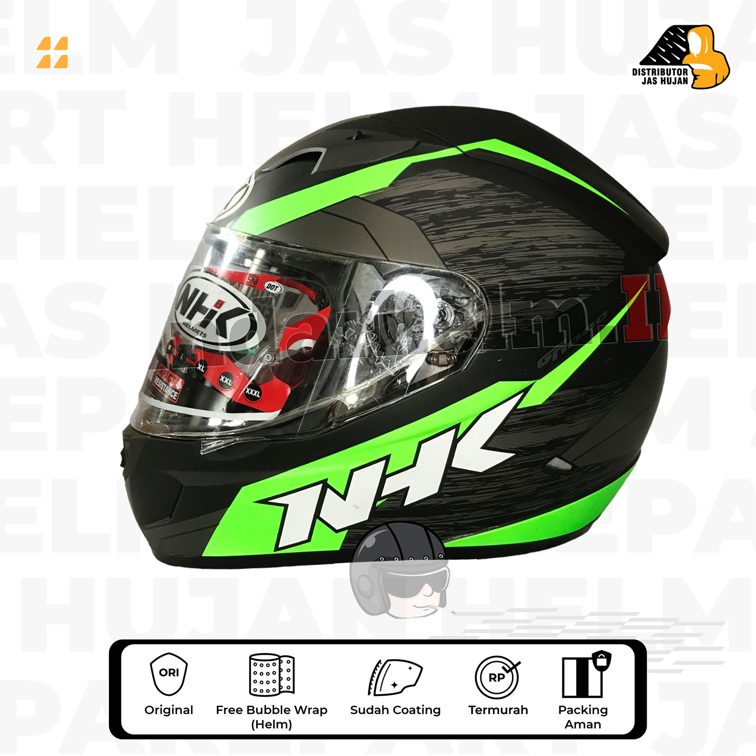 Jual Helm NHK GP 1000 Motif Axion Black Green Doff | Shopee Indonesia