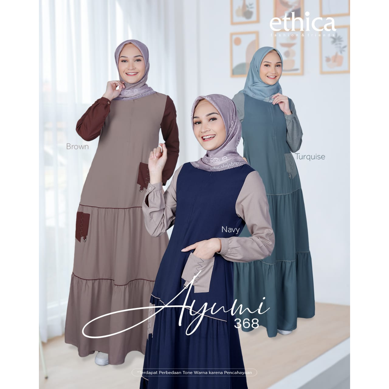 Jual Gamis Daily By Ethica/Ayumi 368 Series/Ayumi 368 Navy/Ayumi 368 ...