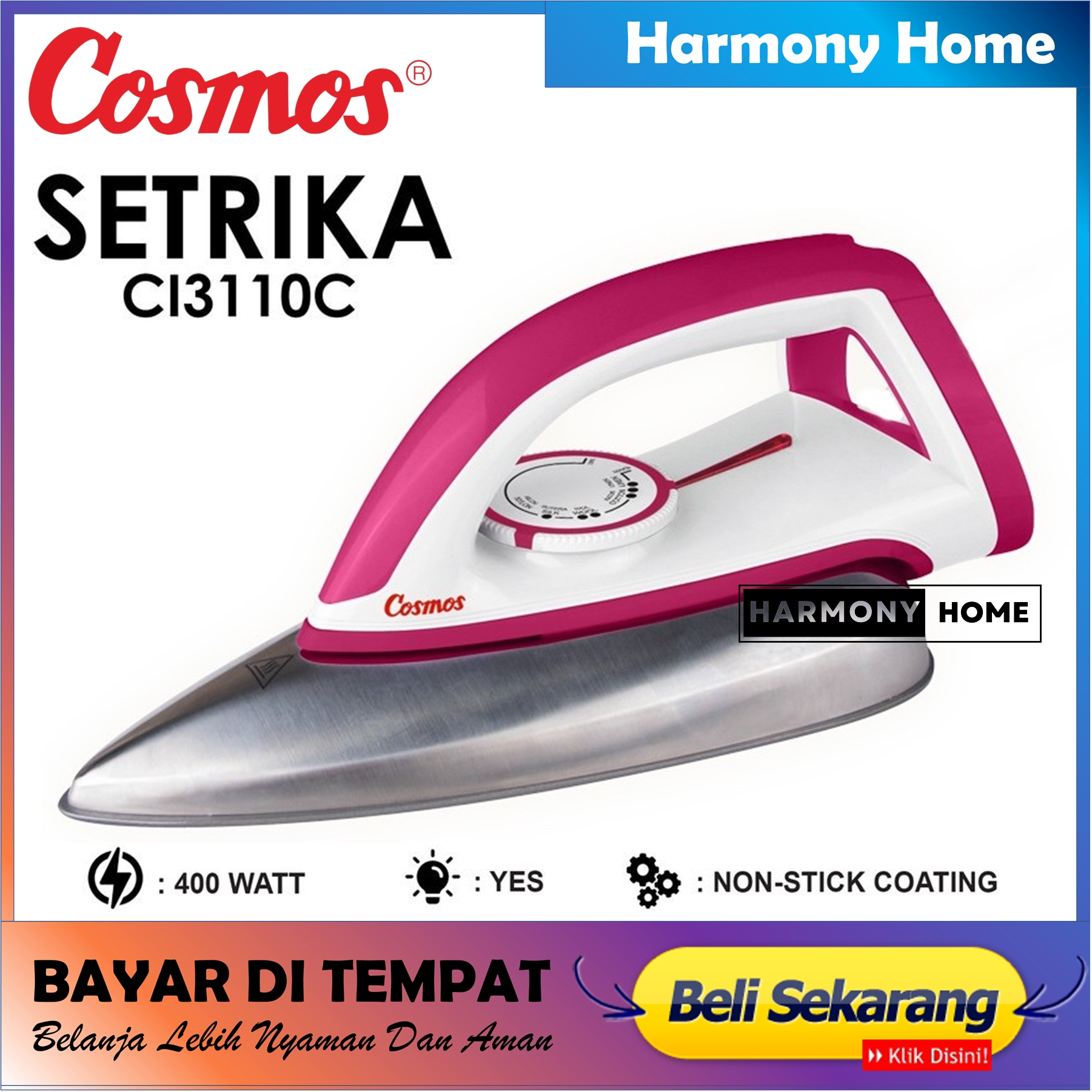 Jual Setrika Cosmos CI-3110-C Berlapis Keramik Anti lengket setrika ...