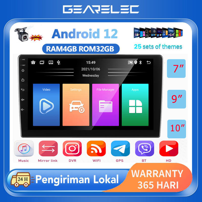 Jual Car Radio Mobil Navigasi 4G + 32G Android12 Head Unit 7/9/10 Inci IPS Lapisan Layar Sentuh ...