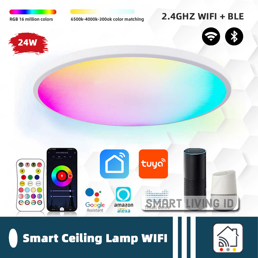 Jual Tuya Smart LED Ceiling Lamp Light Lampu Plafon Minimalis 24W WIFI ...