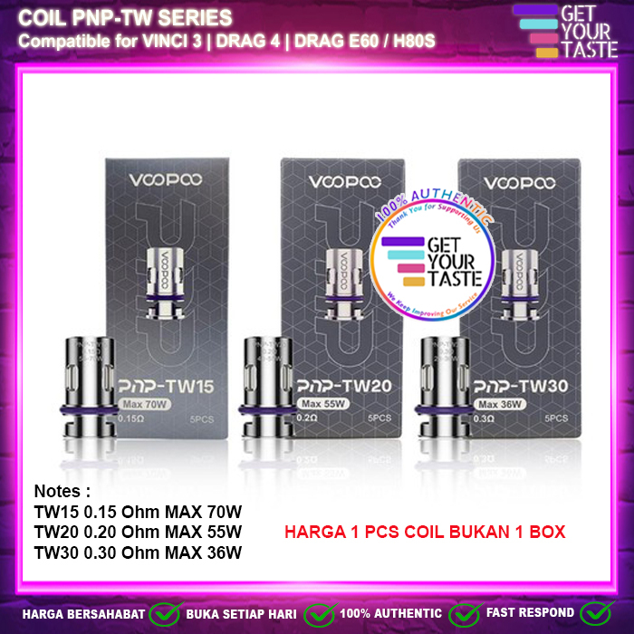 Jual Coil Voopoo PNP TW Series for Vinci 3 Drag 4 E60 H80S Authentic by ...
