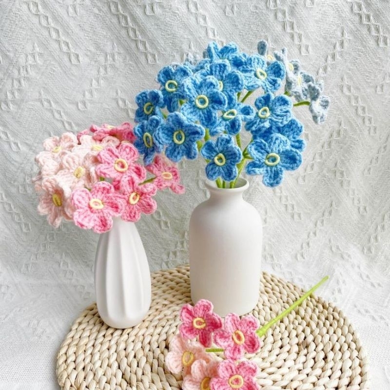 Jual Crochet forget me not flowers | Buket bunga | bunga rajut | Shopee ...