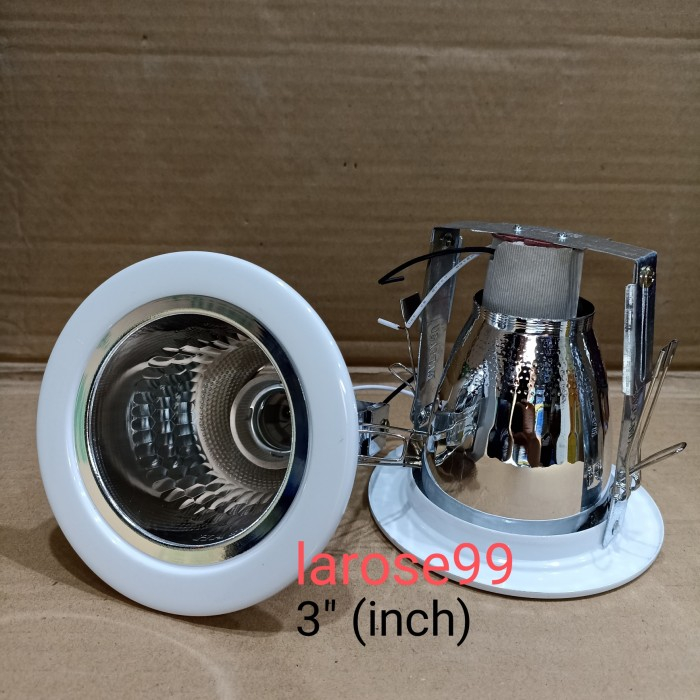 Jual Downlight 3" inch Putih Kap Fitting Lampu Downlight 3" E27 ...