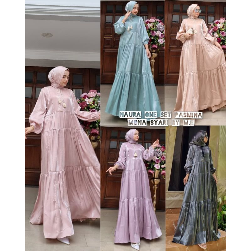 Jual NAURA DRESS SET MONA SYAR'I by M.E 100% Original & Real Pic | Shopee Indonesia