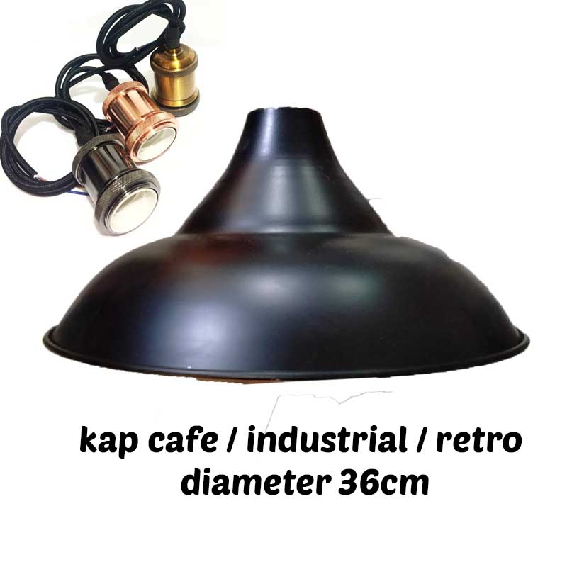 Jual KAP LAMPU GANTUNG / KAP LAMPU CAFE AESTHETIC / RETRO BODY HITAM ...