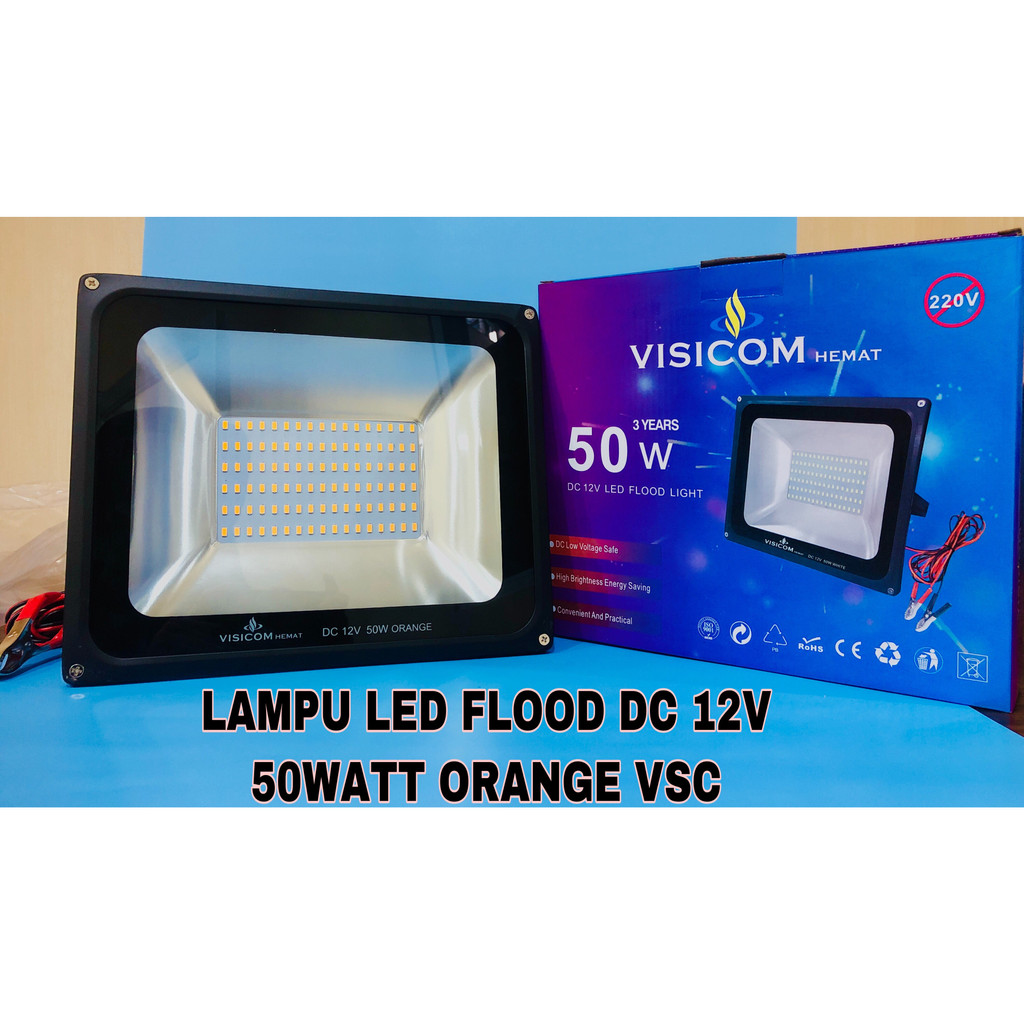 Jual lampu sorot tembak / Lampu LED Flood Light DC 12V 50 Watt Orange ...