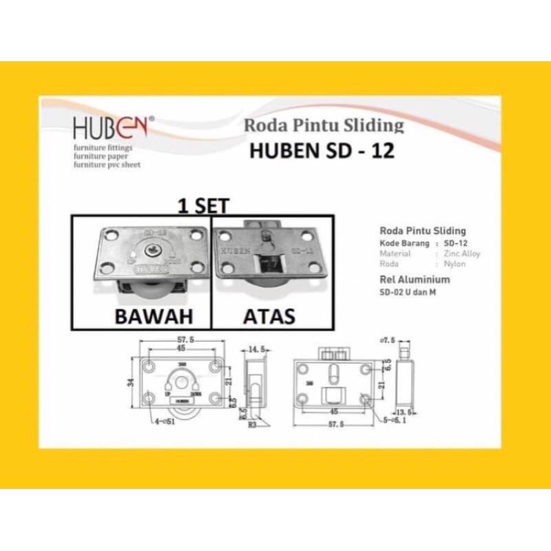 Jual Roda Pintu Lemari Sliding / Geser HUBEN SD-12 Roda Pintu Sliding | Shopee Indonesia