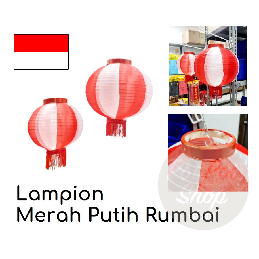 Jual Lampion Merah Putih Rumbai Outdoor Dekorasi 17 Agustus Merah Putih Lampion Kain Parasut ...