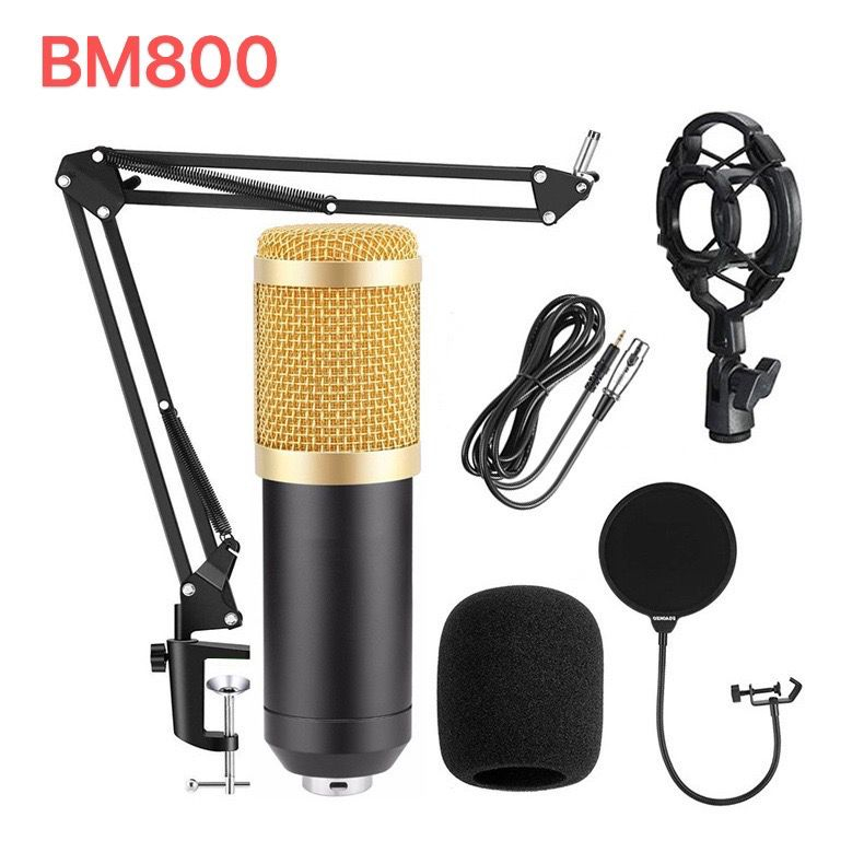Jual BM-800 Microphone Studio Kit Condenser Broadcasting Recording Mic ...