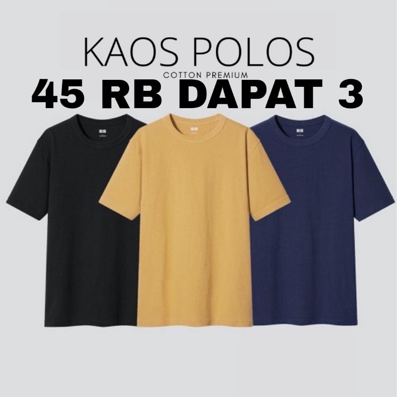 Jual PAKET 3 KAOS POLOS TERMURAH/KAOS POLOS/BAJU POLOS/KAOS POLOS ...