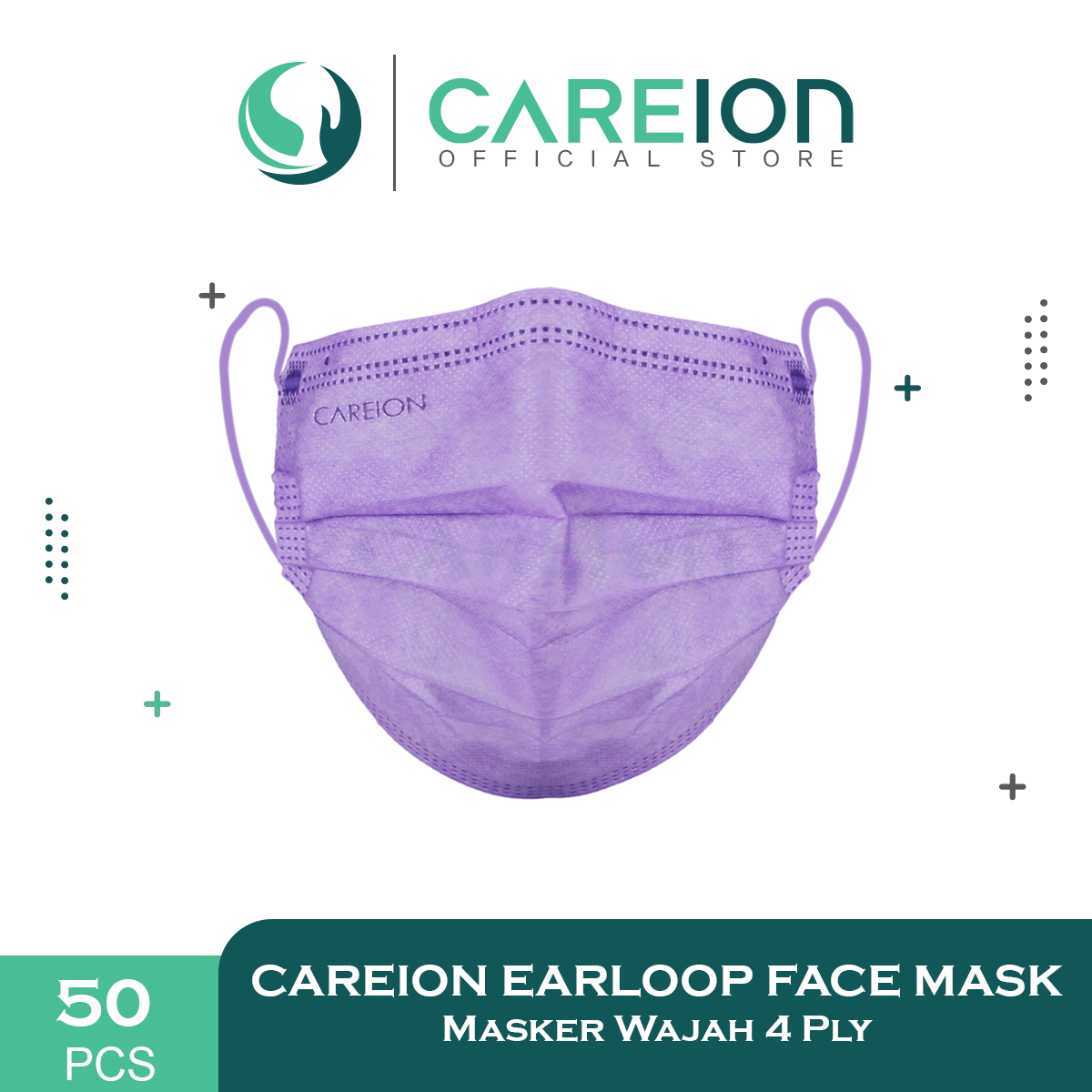 Jual Careion Masker Wajah Earloop 4Ply - Isi 50 PCS | Shopee Indonesia