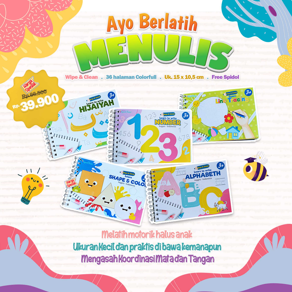Jual Buku belajar menulis huruf dan angka anak usia 3 tahun tk paud ...