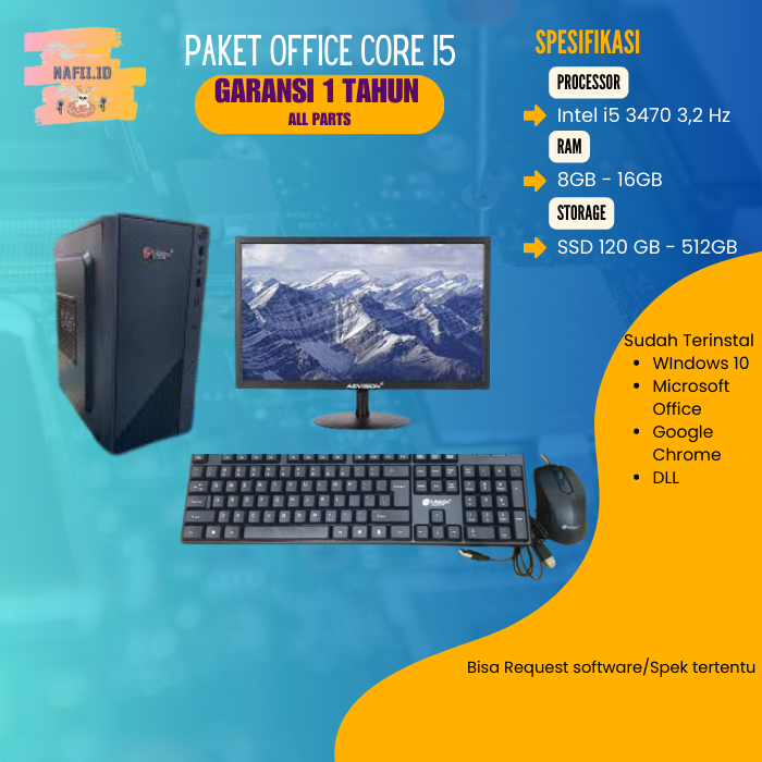 Jual PC Komputer Rakitan Intel Core i5 16GB SSD 512GB / PC ADMIN KANTOR / Office Kantor Murah ...