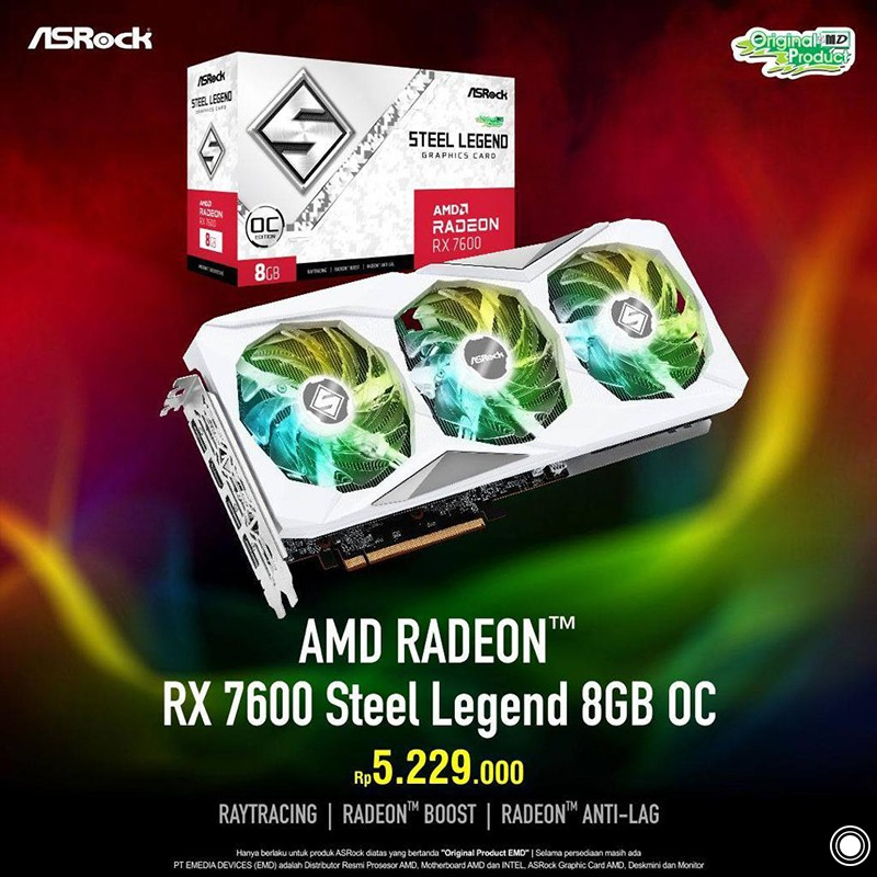 Jual Asrock Radeon RX 7600 STEEL LEGEND 8GB OC GDDR6 - RX7600 DDR6 ...