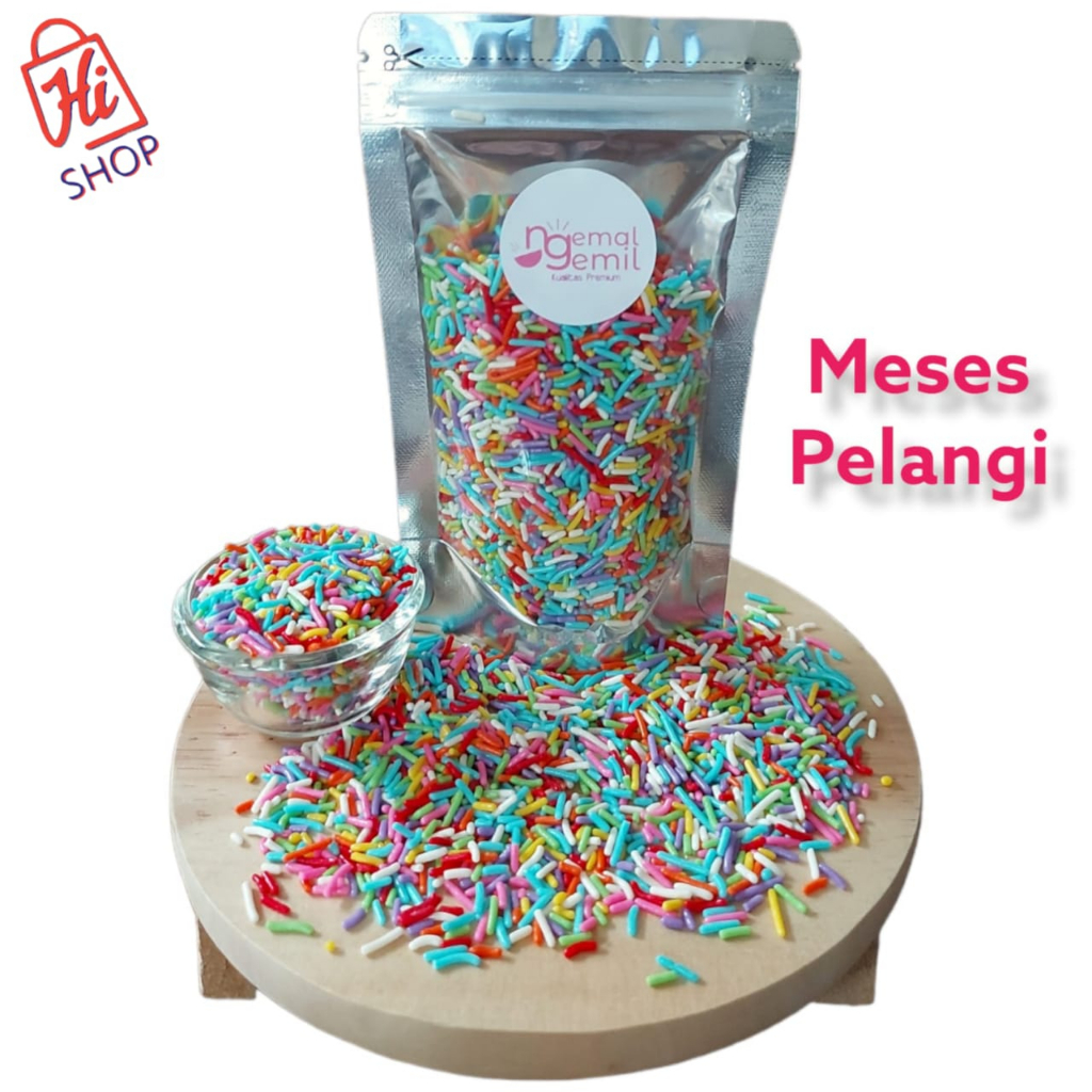 Jual Meses Pouch Pelangi Meses Butiran Coklat Sprinkle Topping Donut ...