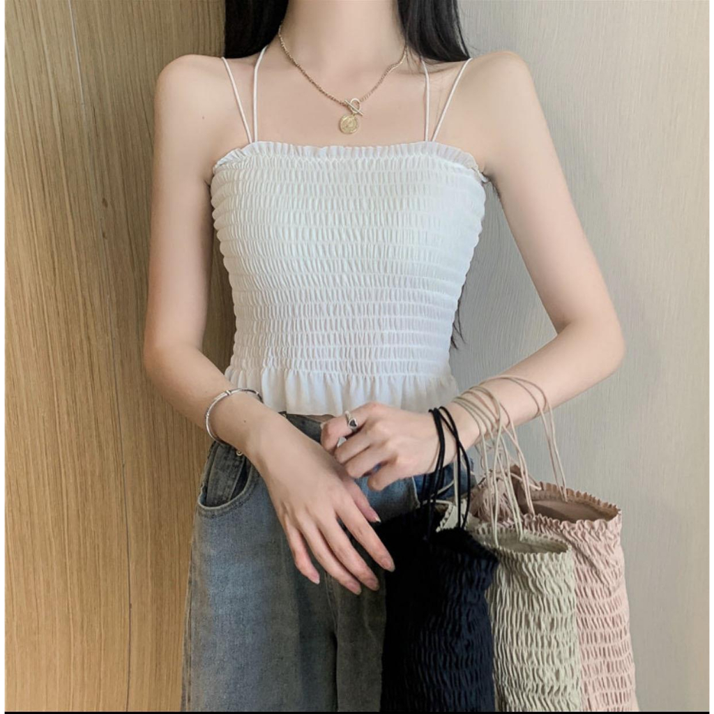 Jual Tank Top Atasan Wanita Import Pendek Tanktop With Bra Fashion Mini ...