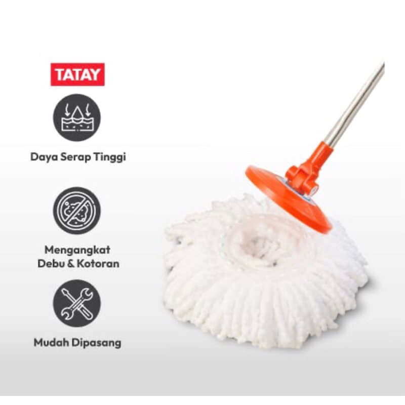 Jual TATAY REFILL KAIN PEL BERPUTAR PUTIH/ACE MOP REFILL TWISTER WHITE ...
