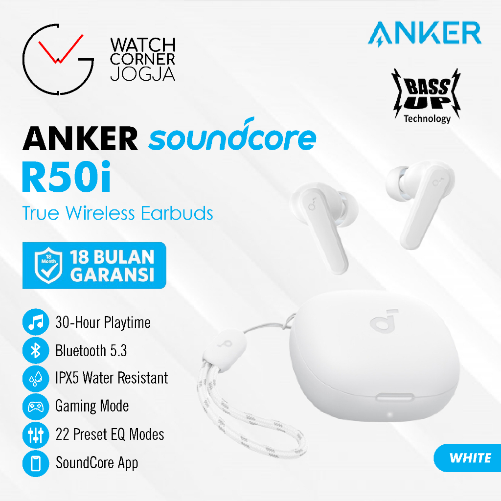 Jual TWS Anker SoundCore R50i Bluetooth Earbuds IPX5 Bass Up - A3949 ...