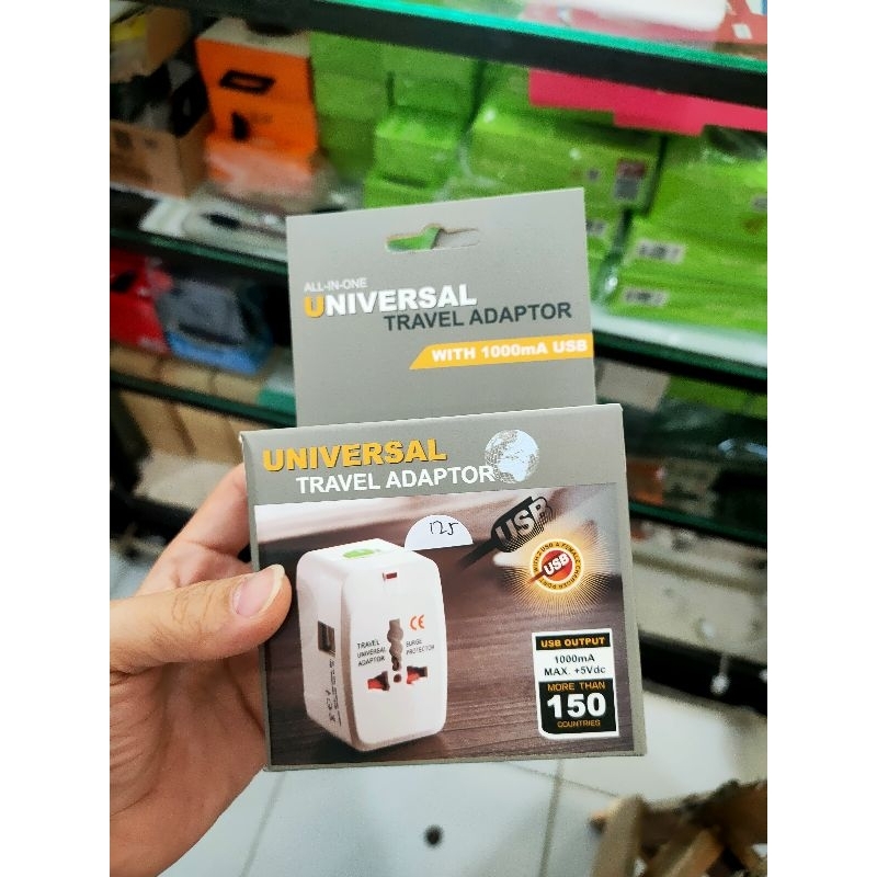 Jual Universal Travel Internasional Adapter With 2 USB Port Adaptor AU ...