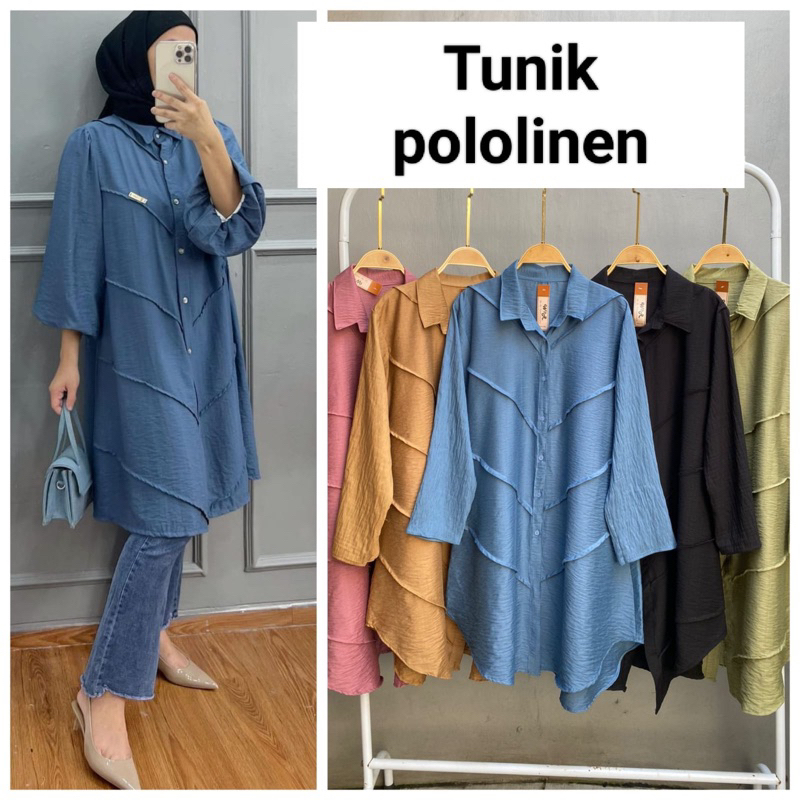 Jual VIANA TUNIK POLO LINEN K1057 | Shopee Indonesia