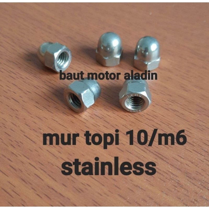 Jual Mur topi 10/M6 stainless (5 pcs) | Shopee Indonesia