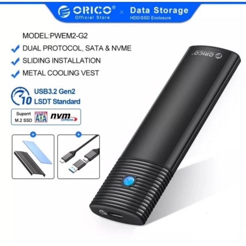 Jual ORICO PWM2-G2 USB3.2 Gen2 Type-C M.2 NVMe SSD Enclosure (10Gbps) | Shopee Indonesia