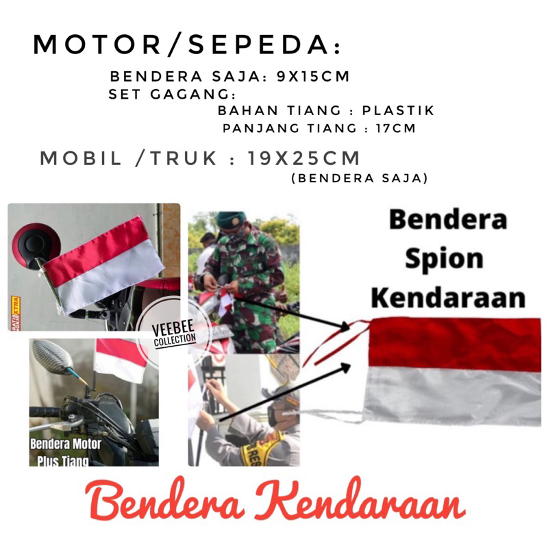 Jual Bendera tiang Motor Mobil Sepeda Merah Putih/ Bendera minikecil ...