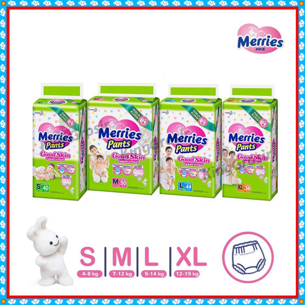 Jual Merries Pants Popok Bayi Super Jumbo M50 / L44 / XL38 / XXL28 ...